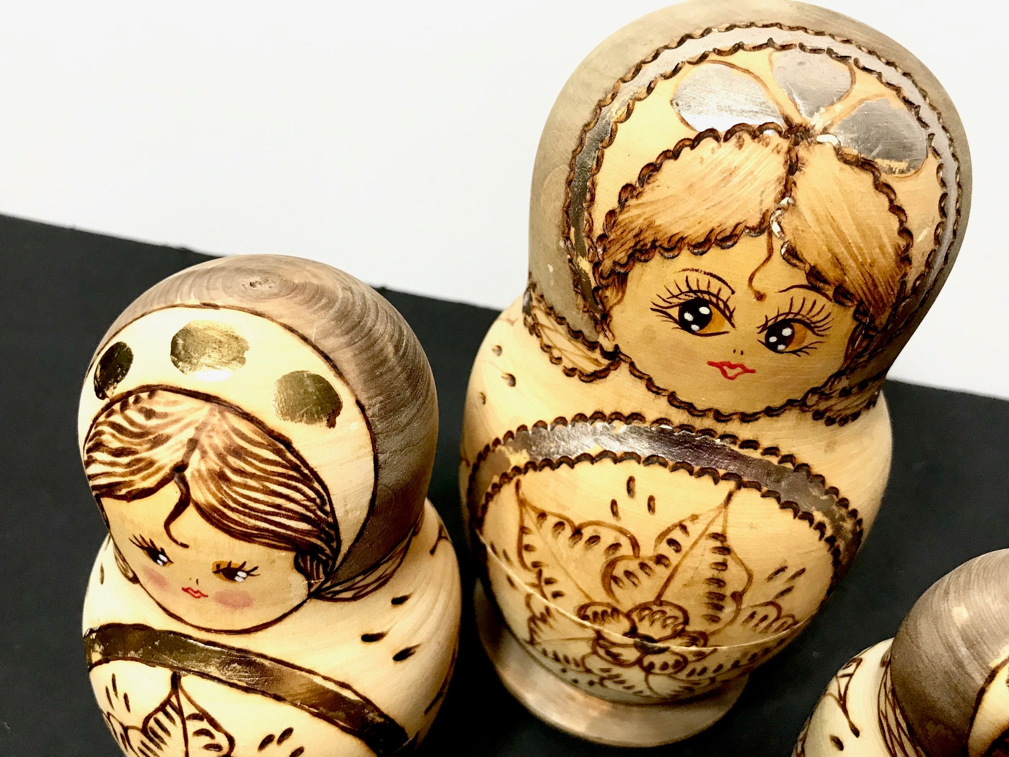 Matryoshka Russian Style Nesting Dolls Wooden Wood Burning - Etsy Canada