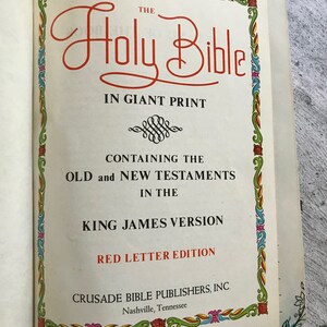 Crusade Holy Bible Giant Print King James Version Red Letter Edition Family Record Section ...