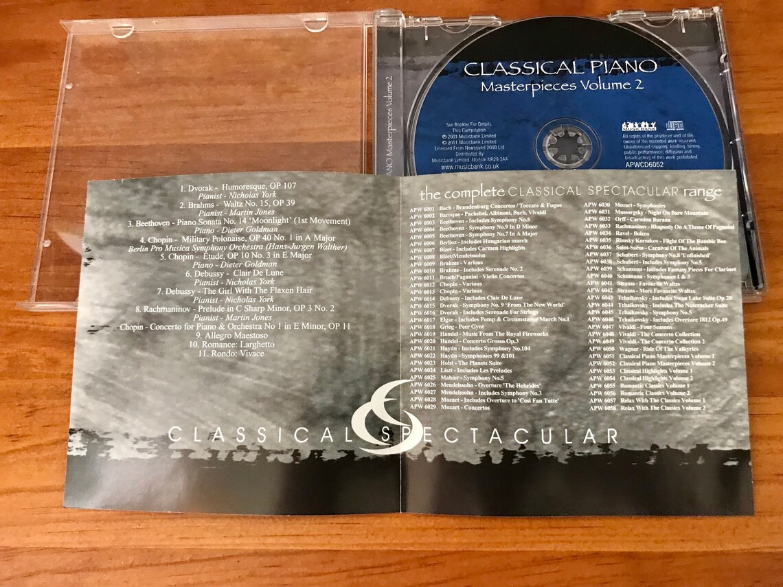 Lot of 2 Cds Classical Piano Masterpieces Volume 1 & 2 2001 - Etsy