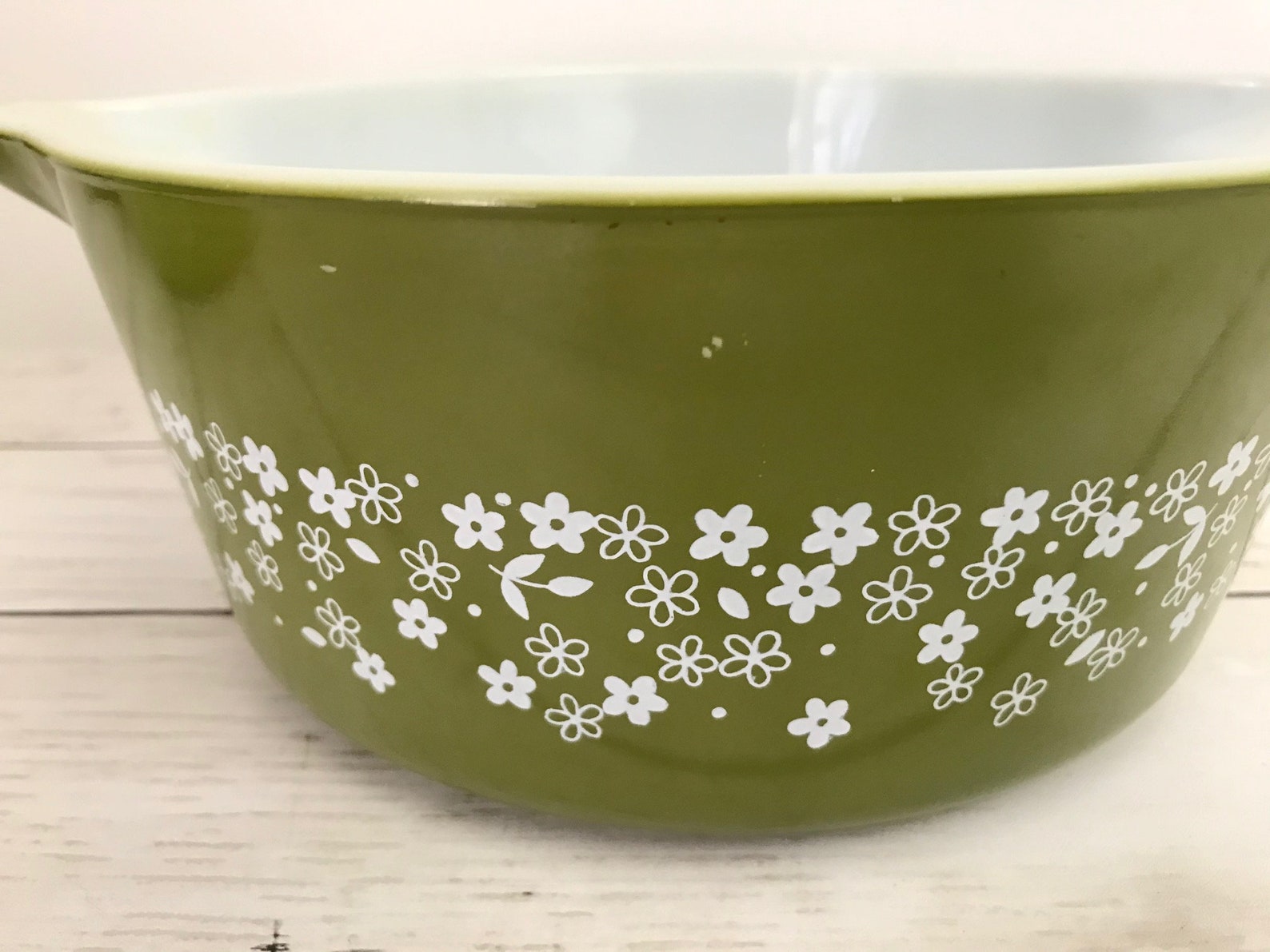 Lot of 2 Pyrex Spring Blossom Green Crazy Daisy 474-B 1.5 QT | Etsy