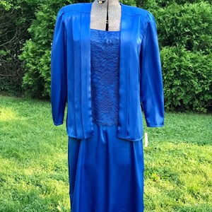 Royal Blue Unworn With Tag 3 Pc. Dress With Pleated Front Jacket Lace ...