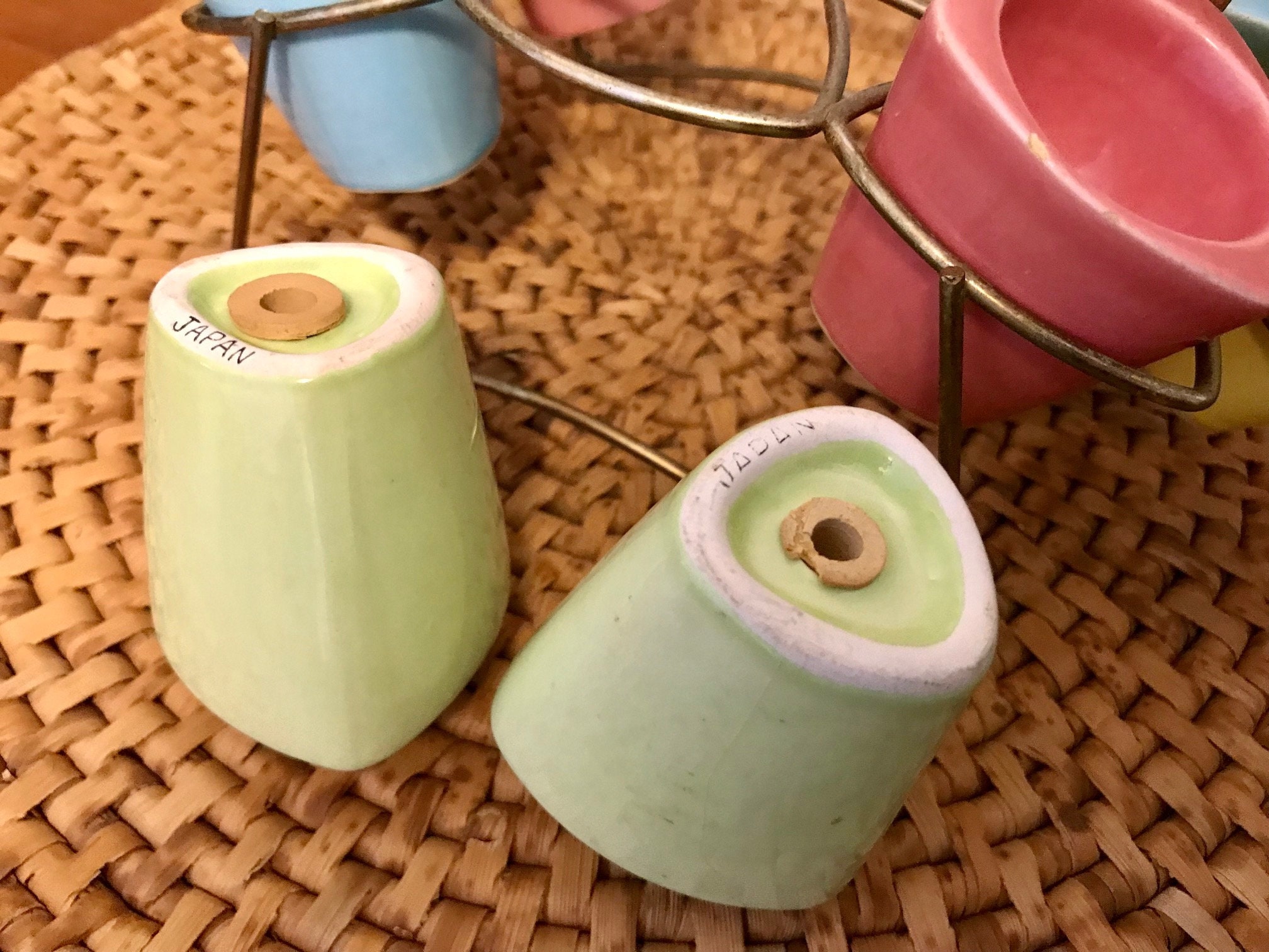 Rare Egg Holder Caddy Ceramic Triangle Salt and Pepper Shaker - Etsy