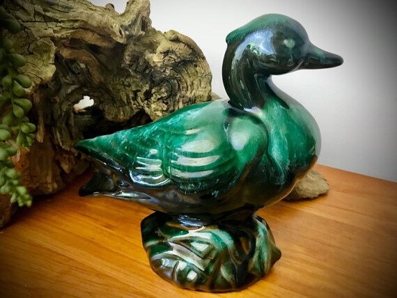 Ceramic Duck Mallard Blue Mountain Pottery BMP Red Clay Green - Etsy