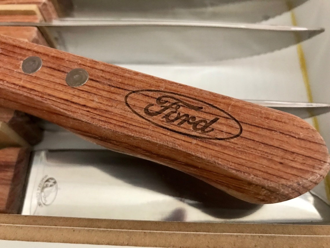 Steak Knives Ford Logo Set 6 Motor Company Niagara Cutlery Wood Handle ...
