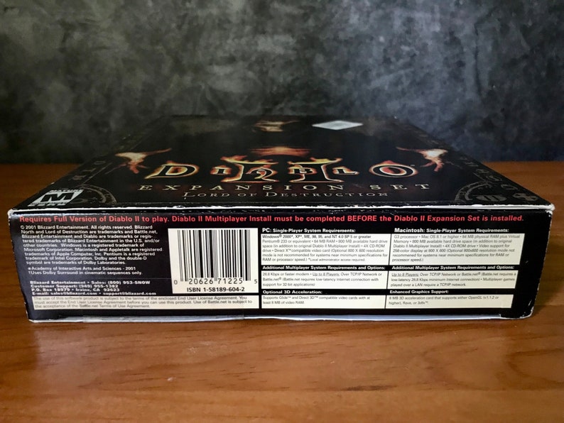 Diablo II Expansion Set Lord of Destruction Blizzard - Etsy