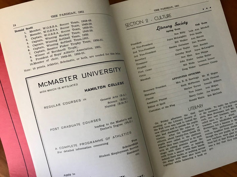 1951 Parisian Yearbook Paris District High School Ontario - Etsy