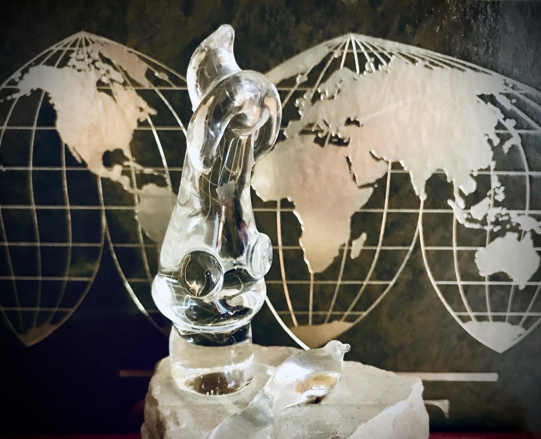 Inuit Figure Clear Glass Seals Seal Pups Stone Base Vintage Indigenous ...