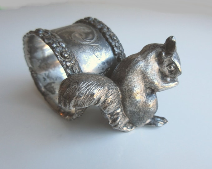 Victorian Silver Plate Squirrel Napkin Ring, Antique Repousse Napkin ...