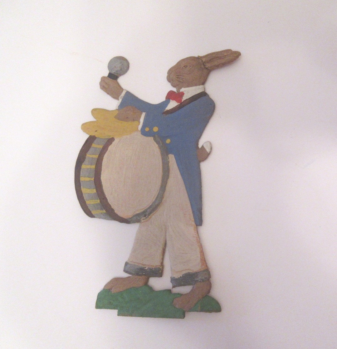 Rare Dresden Easter Rabbit on Stand, Antique Engraved Hand Painted ...