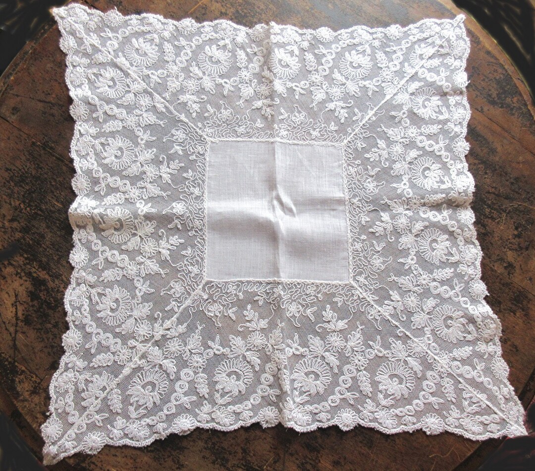 Hand Made Lace Handkerchief, Super Large Size Floral Lace Wedding ...