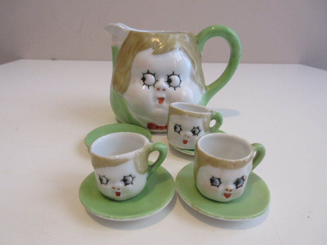 Antique Hand Painted Nippon Googly Eyes Miniature Cups and Saucers, and ...