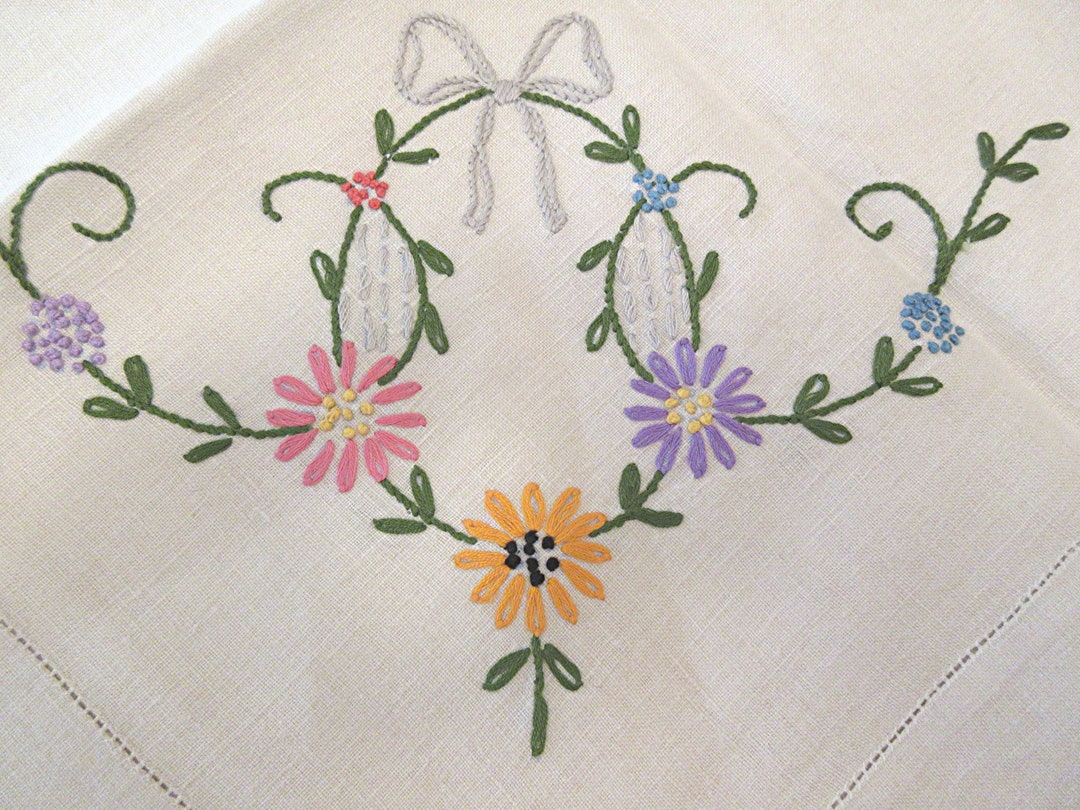 Madeira Linen Tablecloth and Napkins Vintage Embroidered - Etsy UK