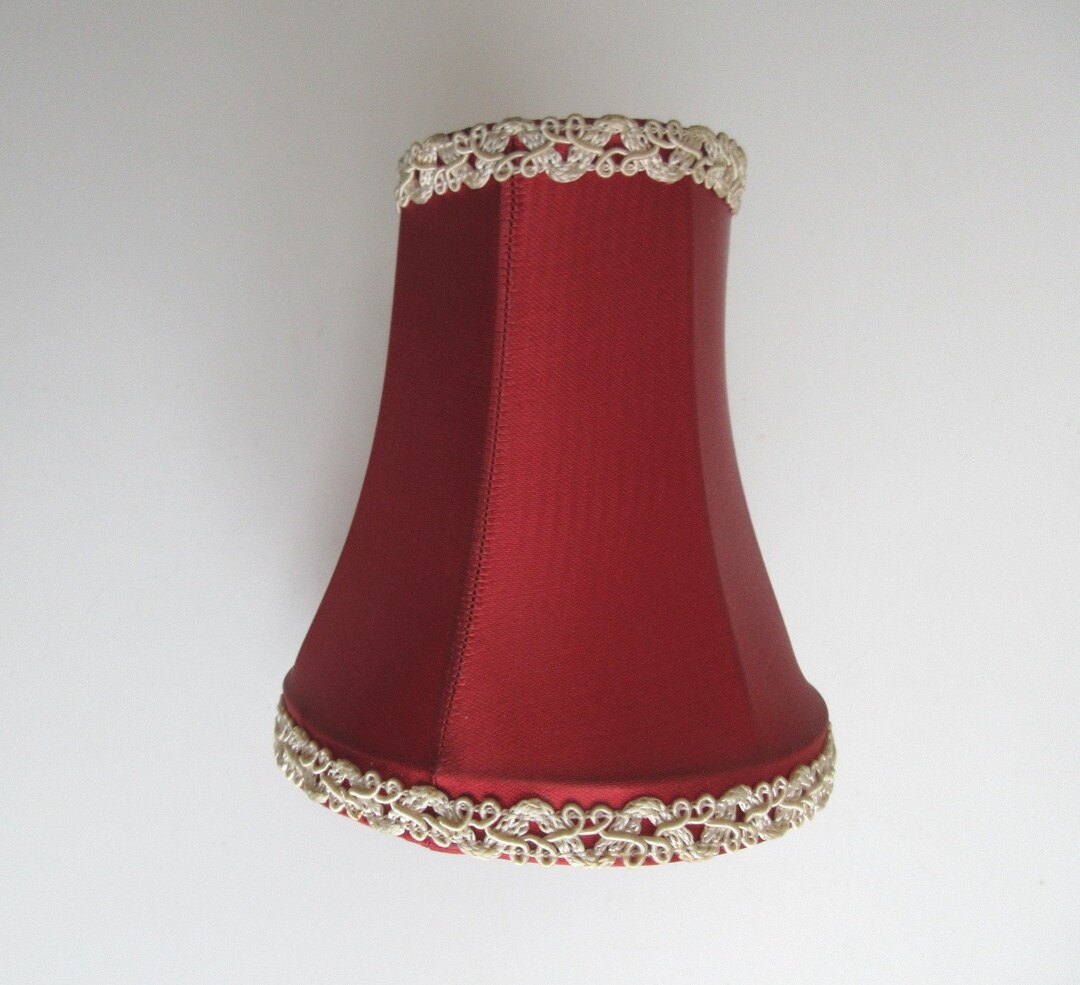 Small Red Satin Lampshade With White Trim Vintage - Etsy