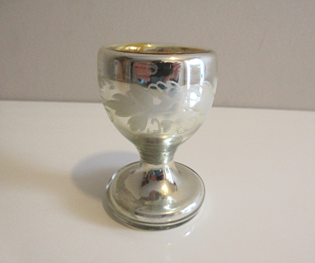 Antique Mercury Glass Salt Dish, Gold Interior, Etched, Circa 1850 - Etsy