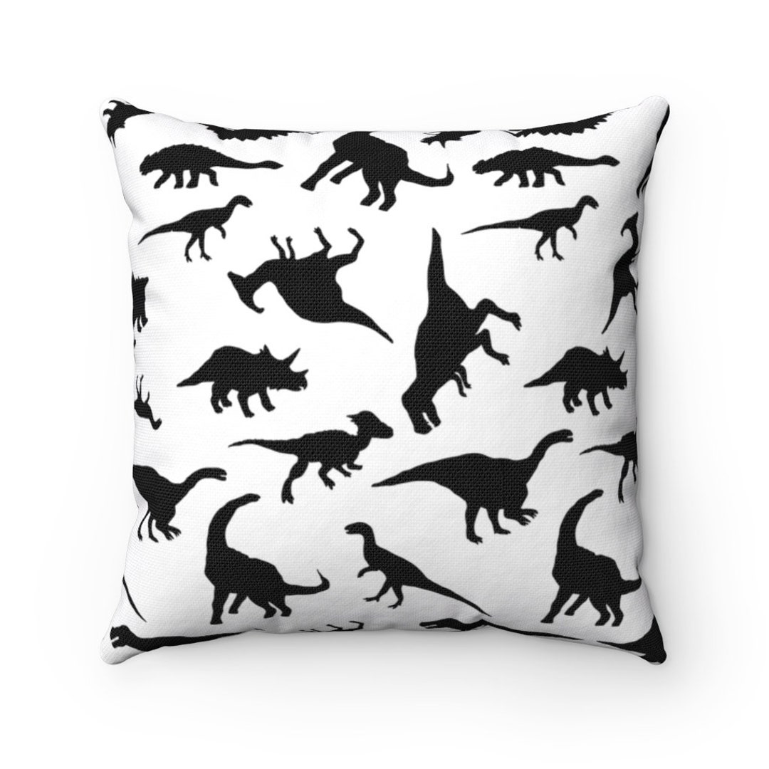 Dinosaurs Pillow Case Kids Pillow Cover Black and White Throw Pillow ...