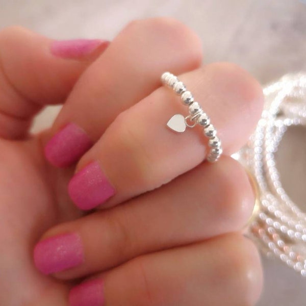 Heart Charm Ring - Etsy