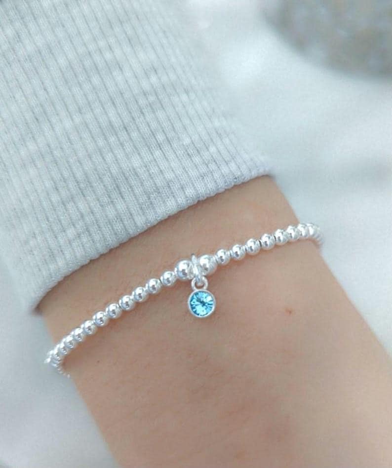 Sterling Silver March Birthstone Bracelet or Earrings: March Aquamarine ...