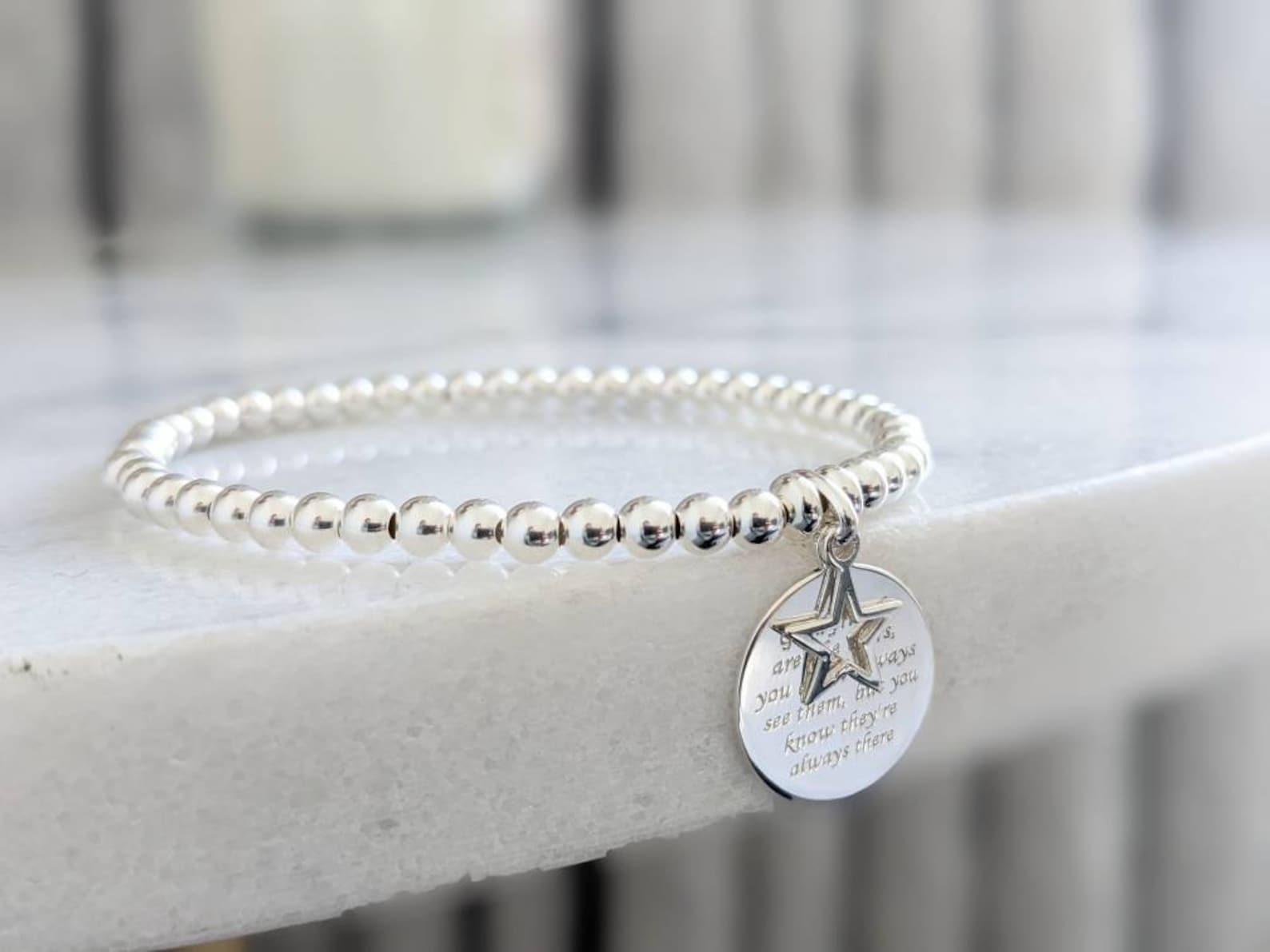 Sterling Silver Friendship Bracelet: Star Charm, Personalised Card - Etsy