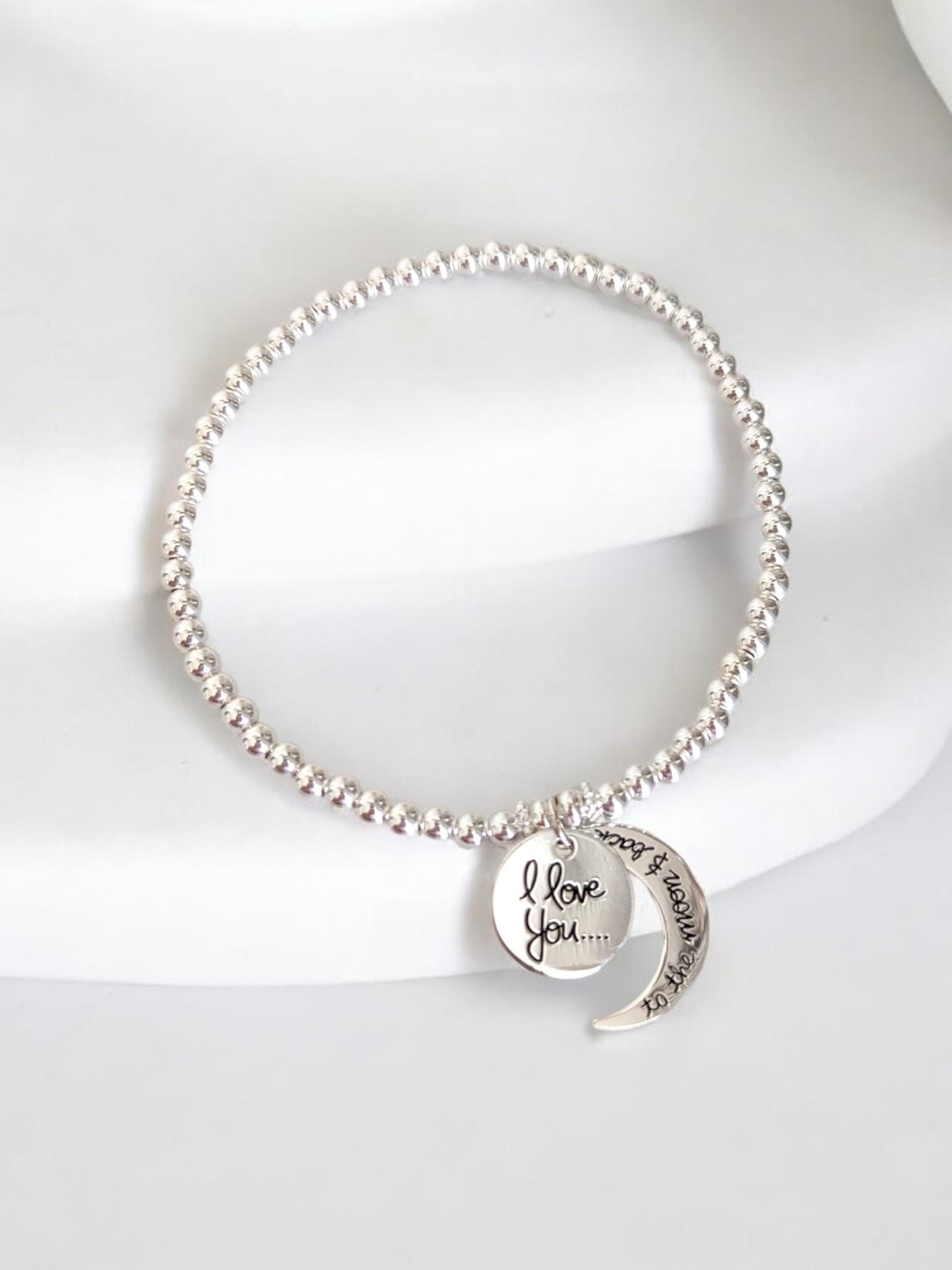 Love You to the Moon and Back Sterling Silver Bracelet Thoughtful Gift for Her Etsy Canada