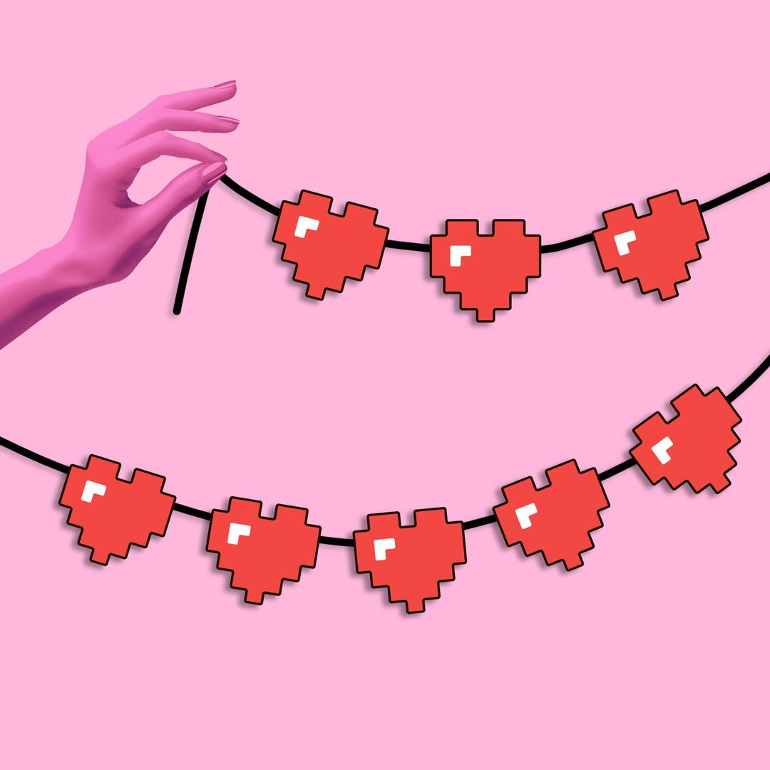 Printable Valentine's Day Banner, Printable Heart Garland, Printable ...