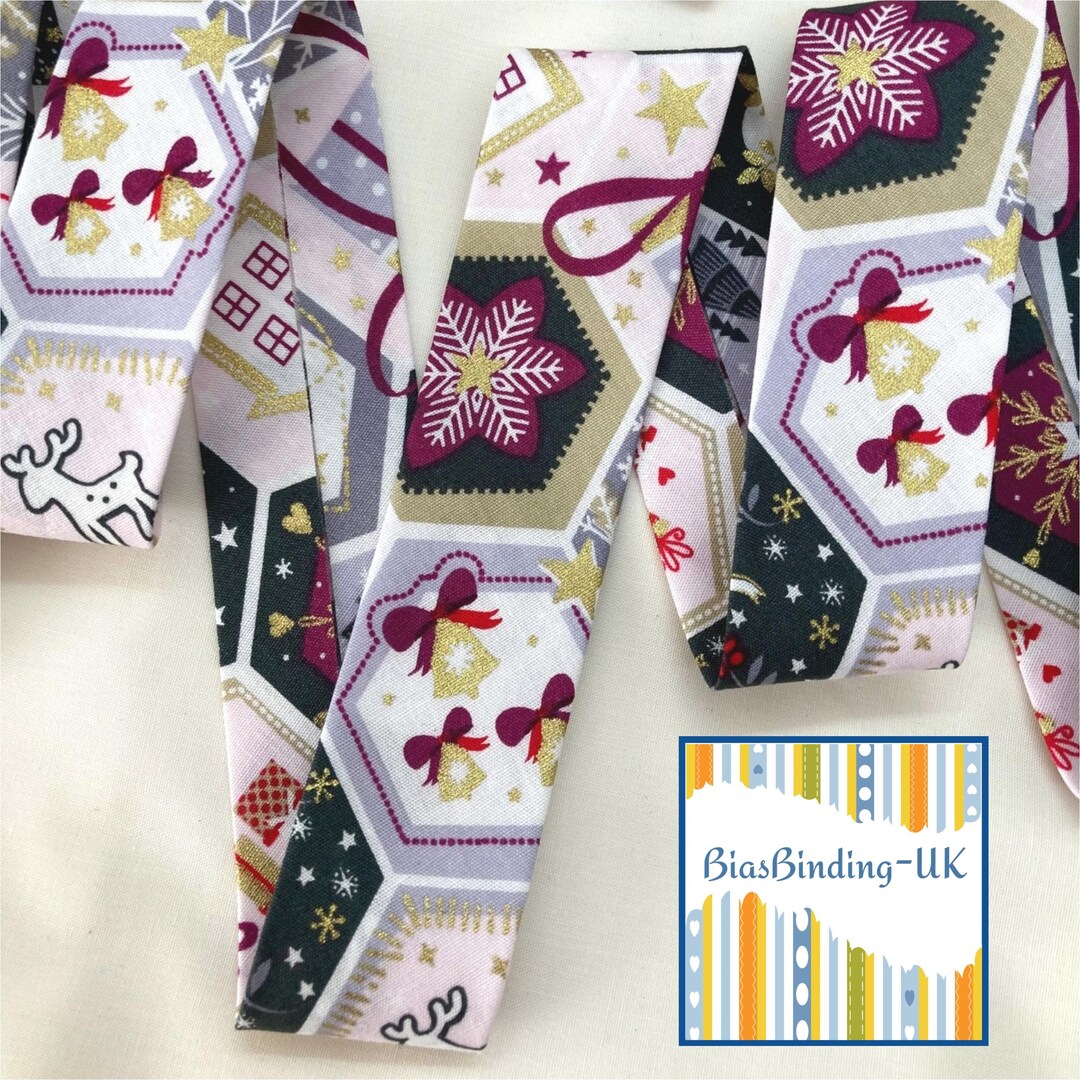 Stitch Tiles Christmas With Gold Metallic ~ 30mm Wide Tape Fold ...