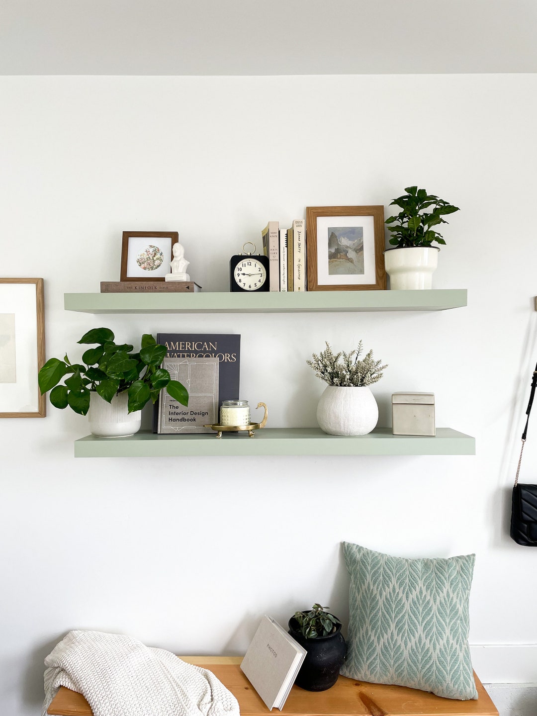 Mint Green Shelves - Custom Painted Floating Shelves, Saybrook Sage by ...