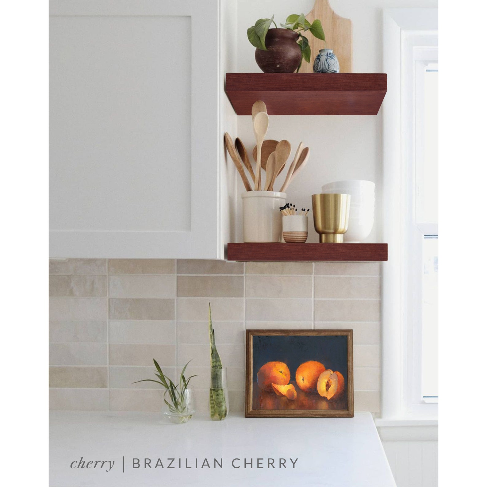 Cherry Floating Shelf - Custom Length, Depth, and Finish Color With ...
