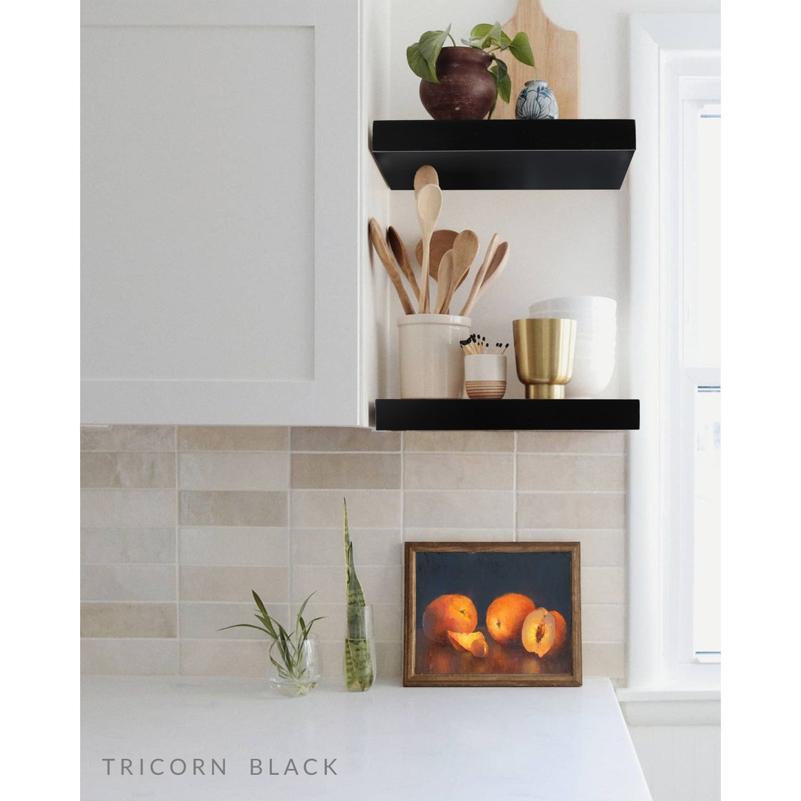 Black Floating Shelves, Kitchen Shelves Custom Length, Floating Shelves ...