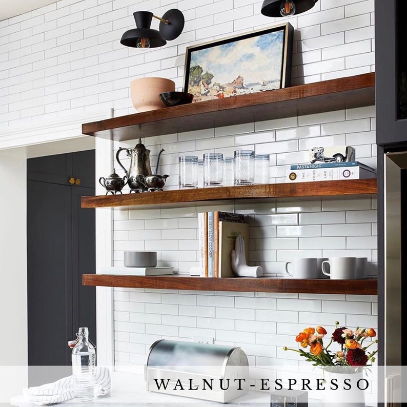 Open Shelving Kitchen Floating Shelves for Dishes Custom - Etsy