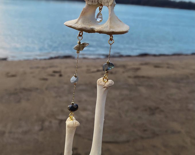 Real Animal Bone Crystal Wind Chime / Hanging Mobile / Eclectic Decor ...
