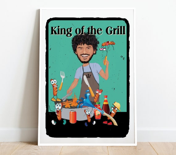 Custom Portrait Funny Poster for Him Barbecue - Etsy
