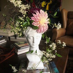 Flower Vase, Greek Roman Female Style Statue Head Flower Vase ...
