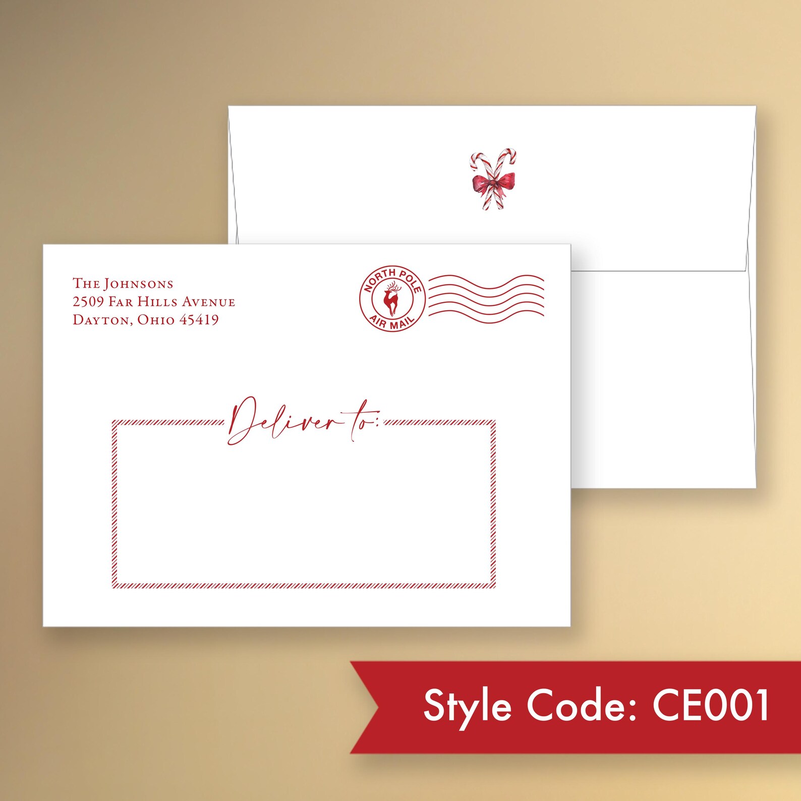 Christmas Envelopes Holiday Lined Blank Envelope Return Address ...