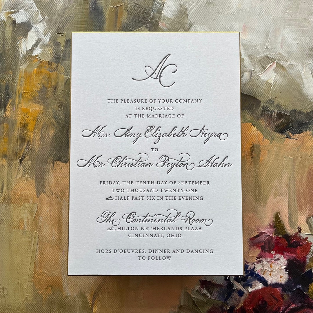 Elegant Wedding Invitations, Classic Letterpress Invitation Suite With ...