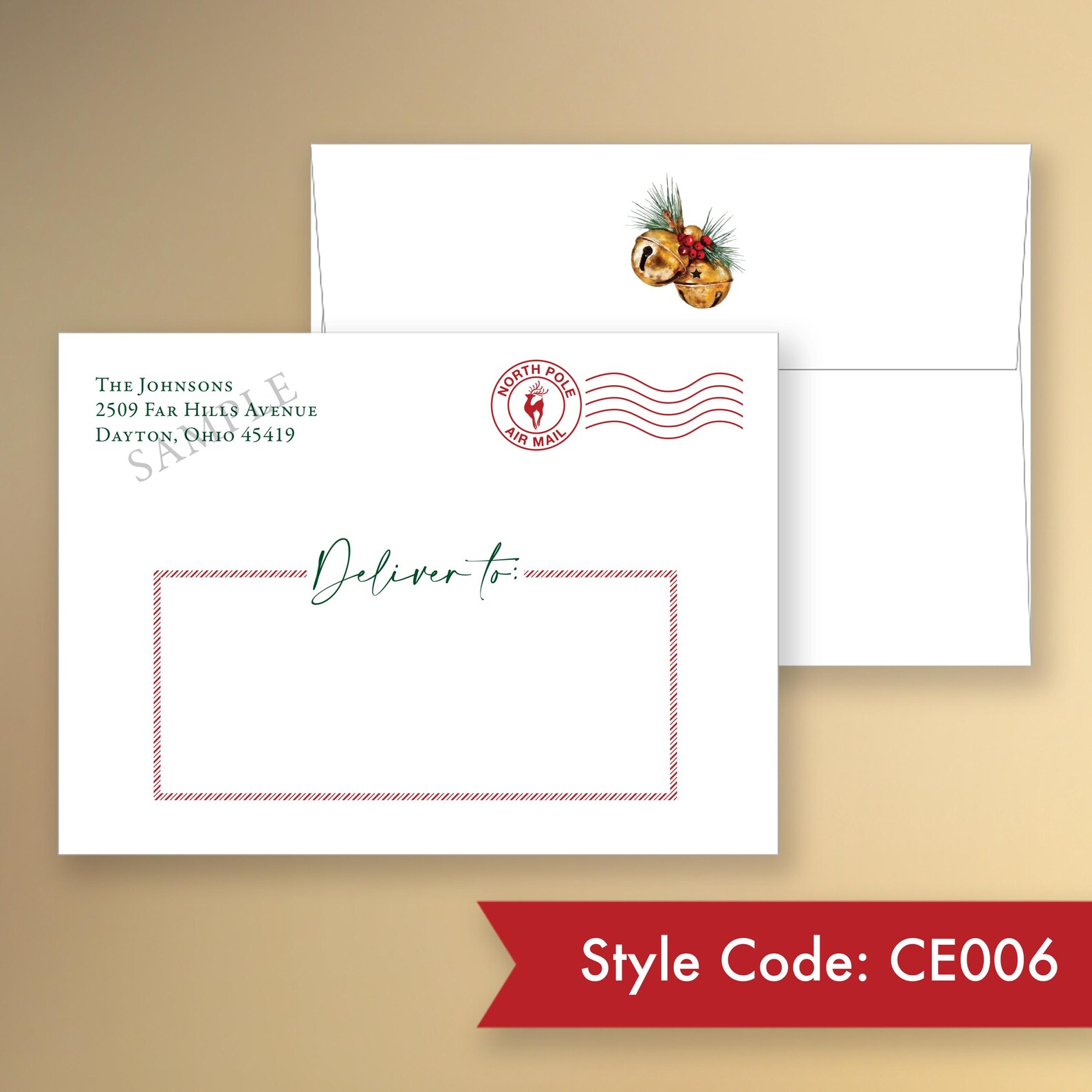 Christmas Envelopes Holiday Lined Blank Envelope Return Address ...
