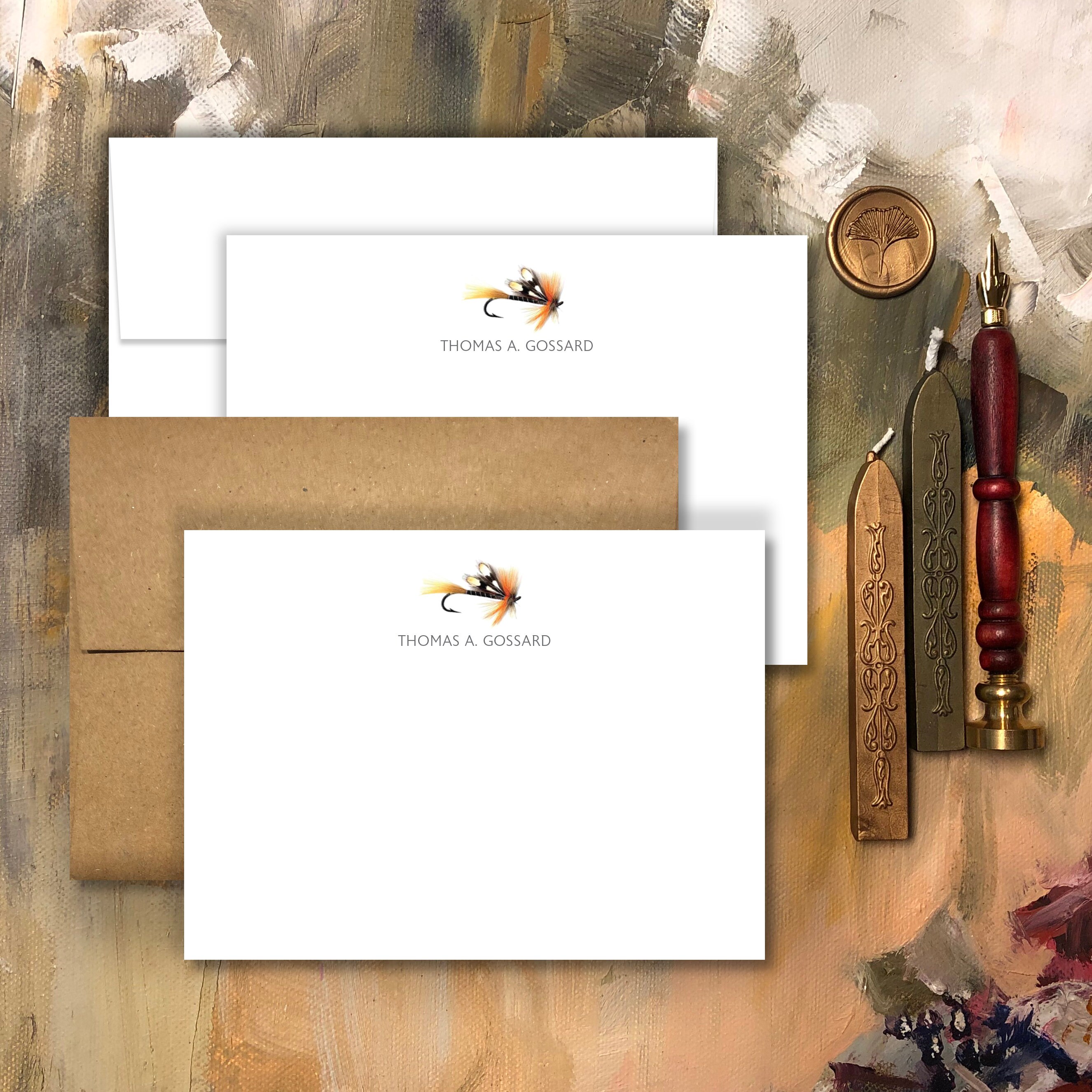 Fly Fishing Personalized Flat Notecard Stationery Set of 10 - Etsy