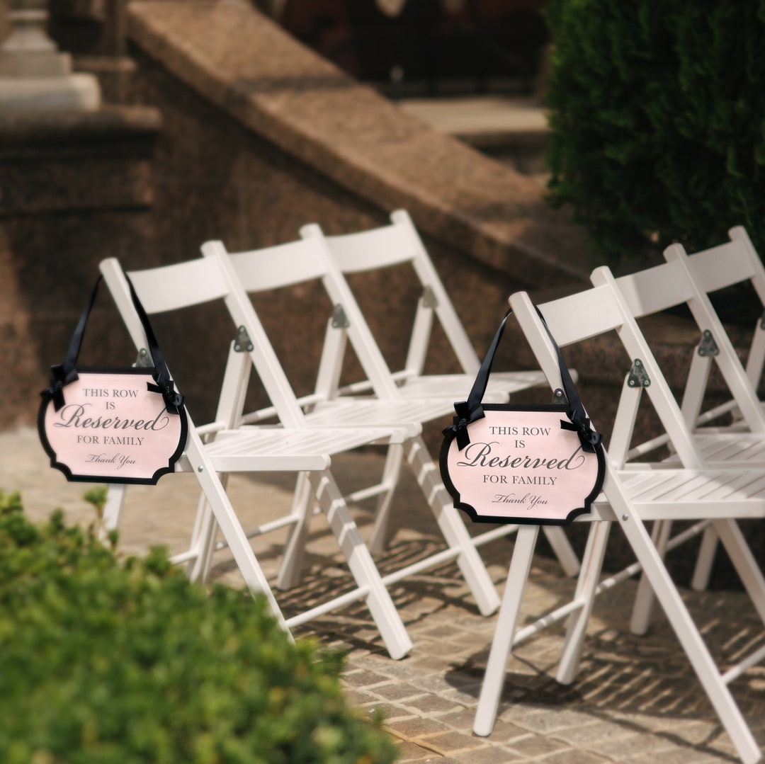 Set of 2 Customizable Reserved Row Signs With Satin Ribbons for Formal ...
