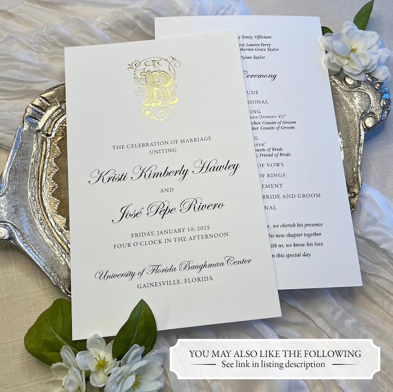 Personalized Wedding Program With Monogram, Catholic Multi-page ...