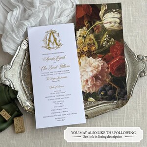 Personalized Wedding Program With Monogram, Catholic Multi-page Ceremony Program, Custom ...