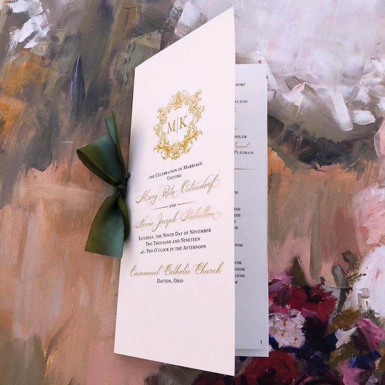 Personalized Wedding Program With Monogram, Catholic Multi-page ...