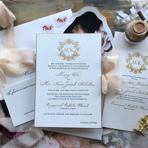 Gold Foil Formal Preppy Wedding Invitation Set Suite Classic - Etsy