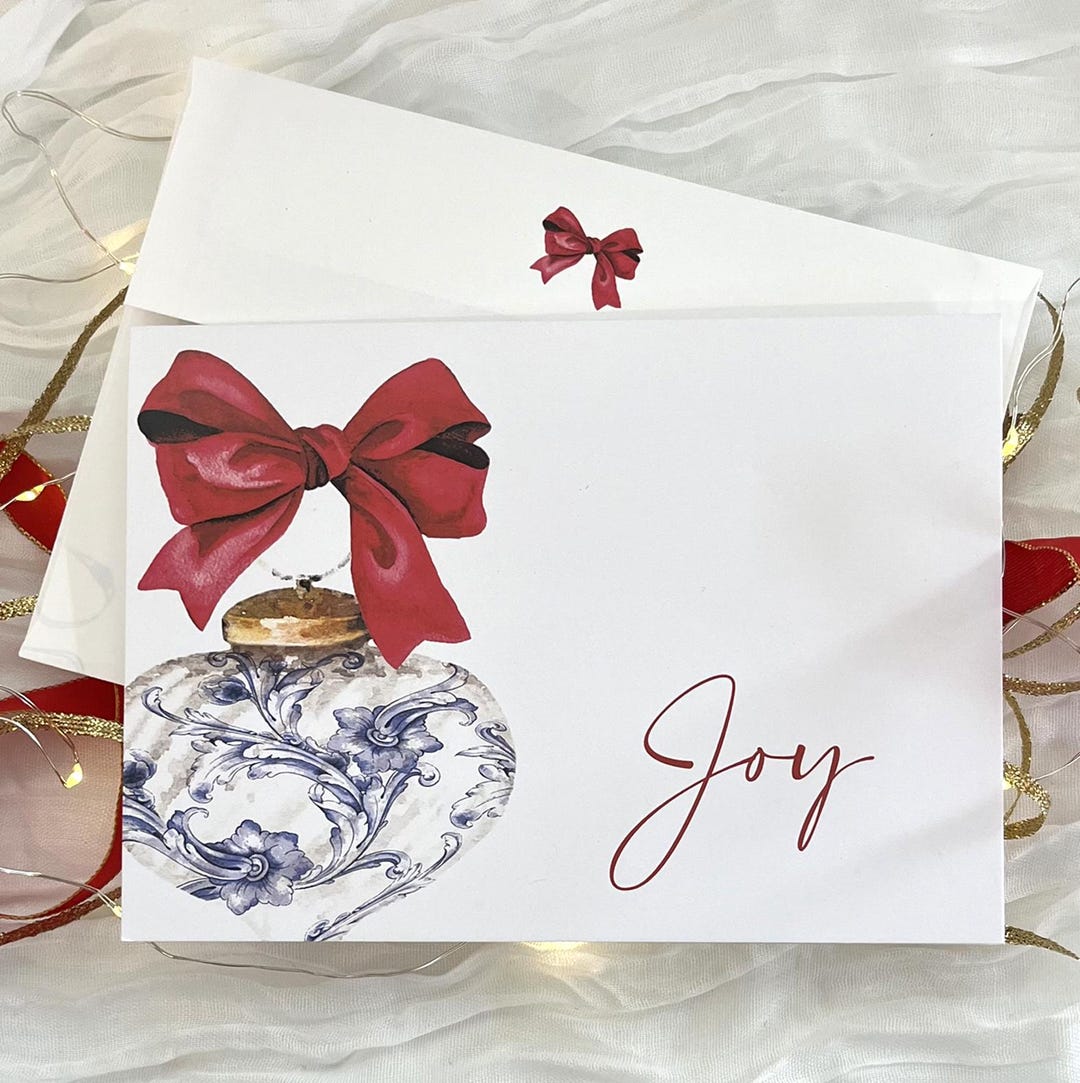 Set of 10 Christmas Card Box Personalized Holiday Card Vintage Inspired ...