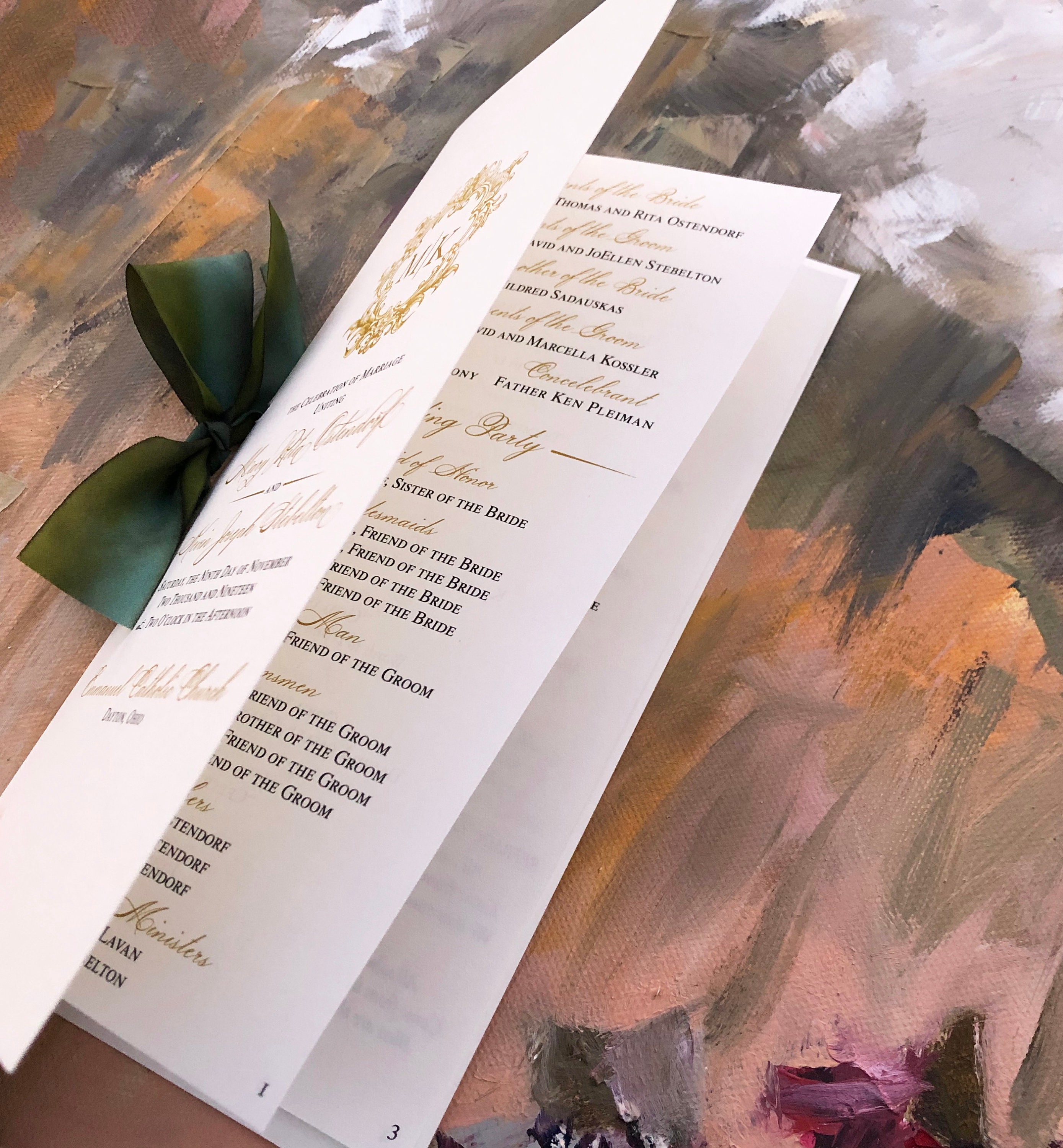 Personalized Wedding Program With Monogram, Catholic Multi-page ...
