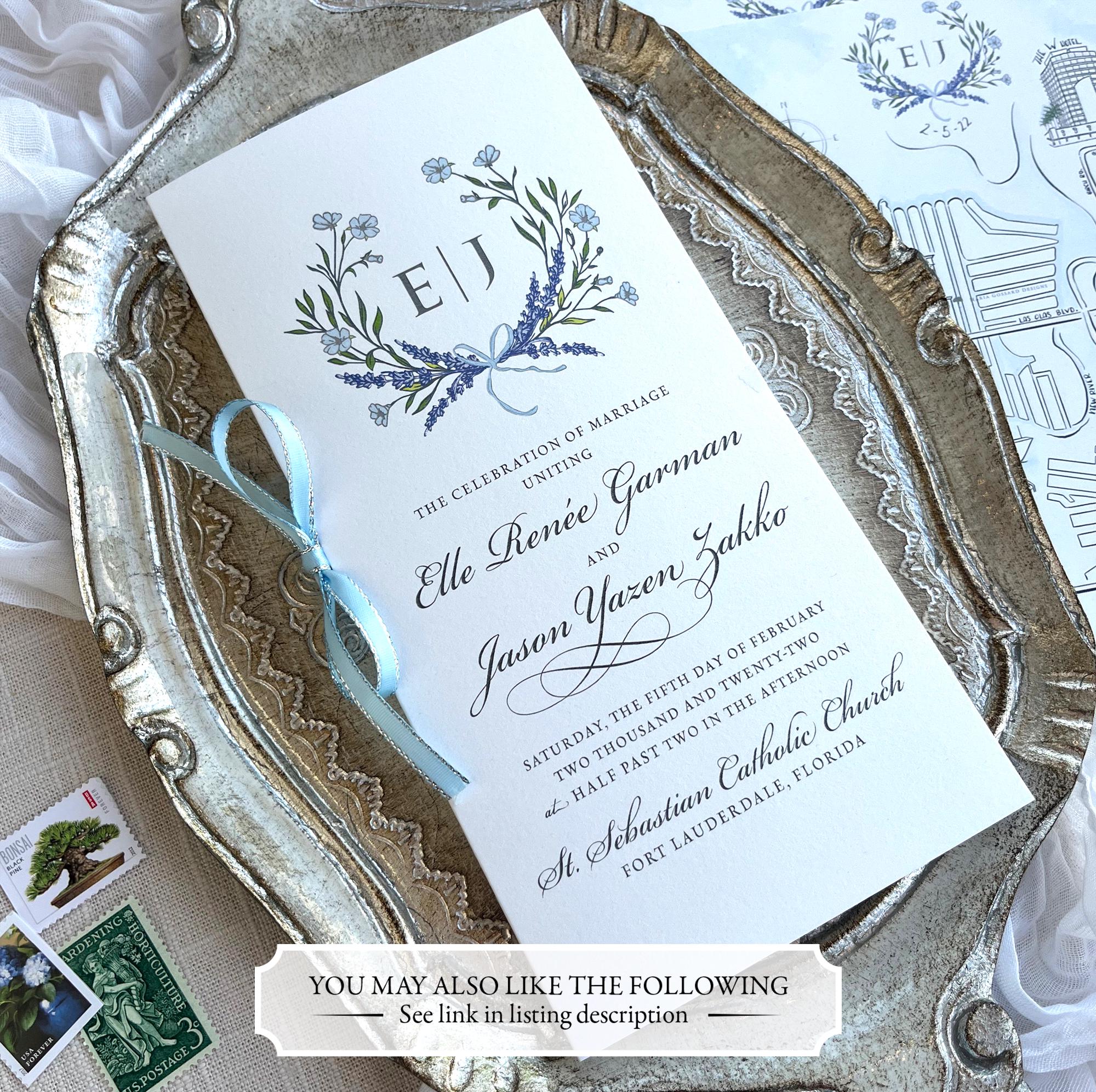 Personalized Wedding Program With Monogram, Catholic Multi-page ...