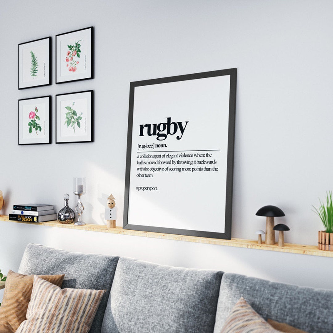 Rugby Definition Wall Poster Quote Minimalist Sign Home Decor Digital ...