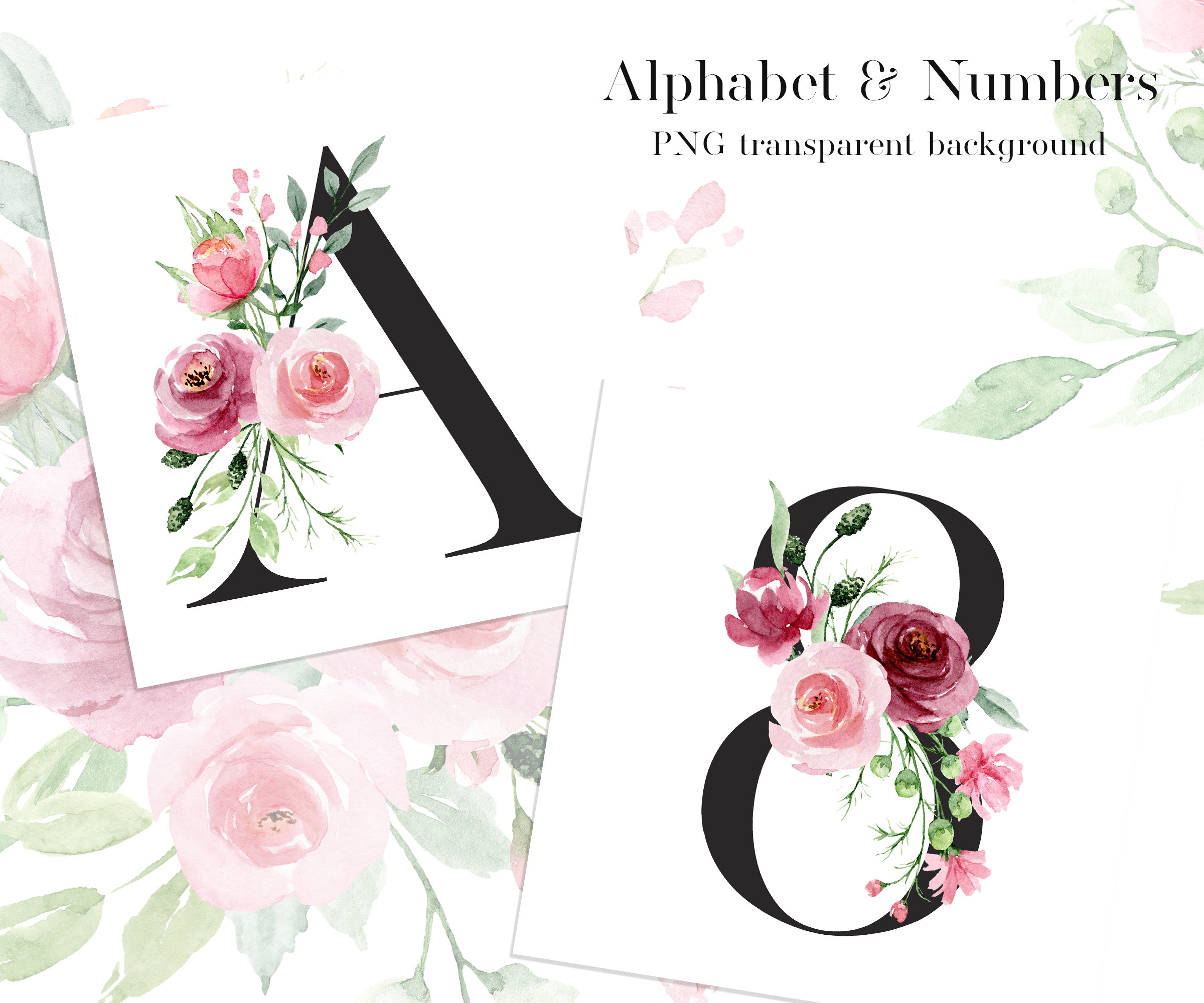 Watercolor Alphabet flowers clipart letters floral | Etsy