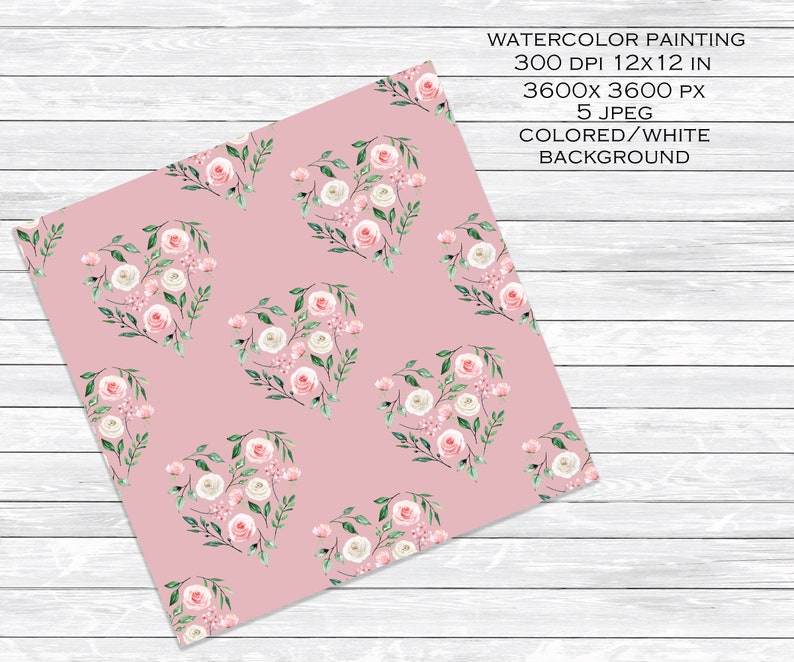 Watercolor paper digital seamless pattern floral | Etsy