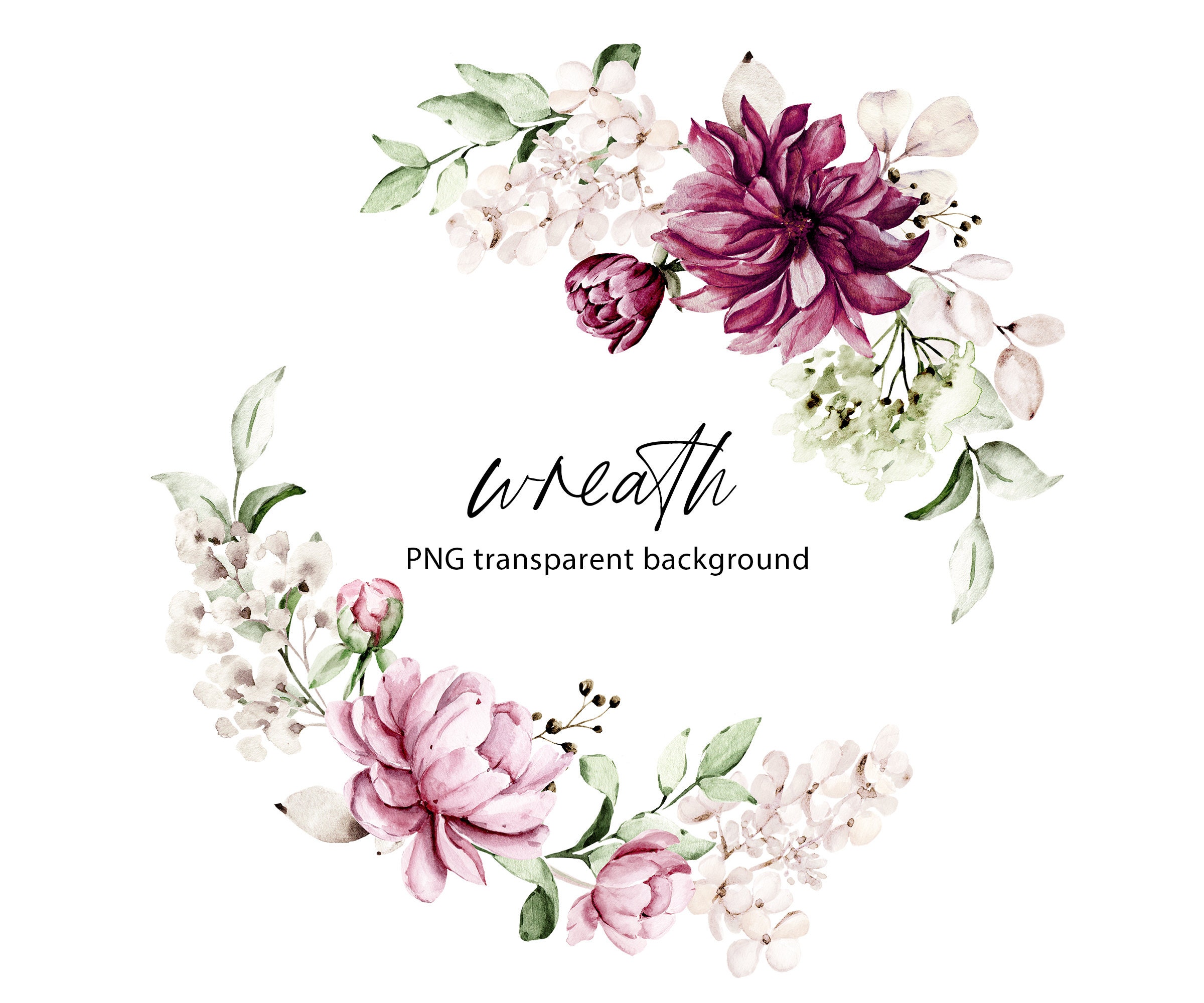 Watercolor Flowers Clipart Floral Frame With Bouquets | Etsy