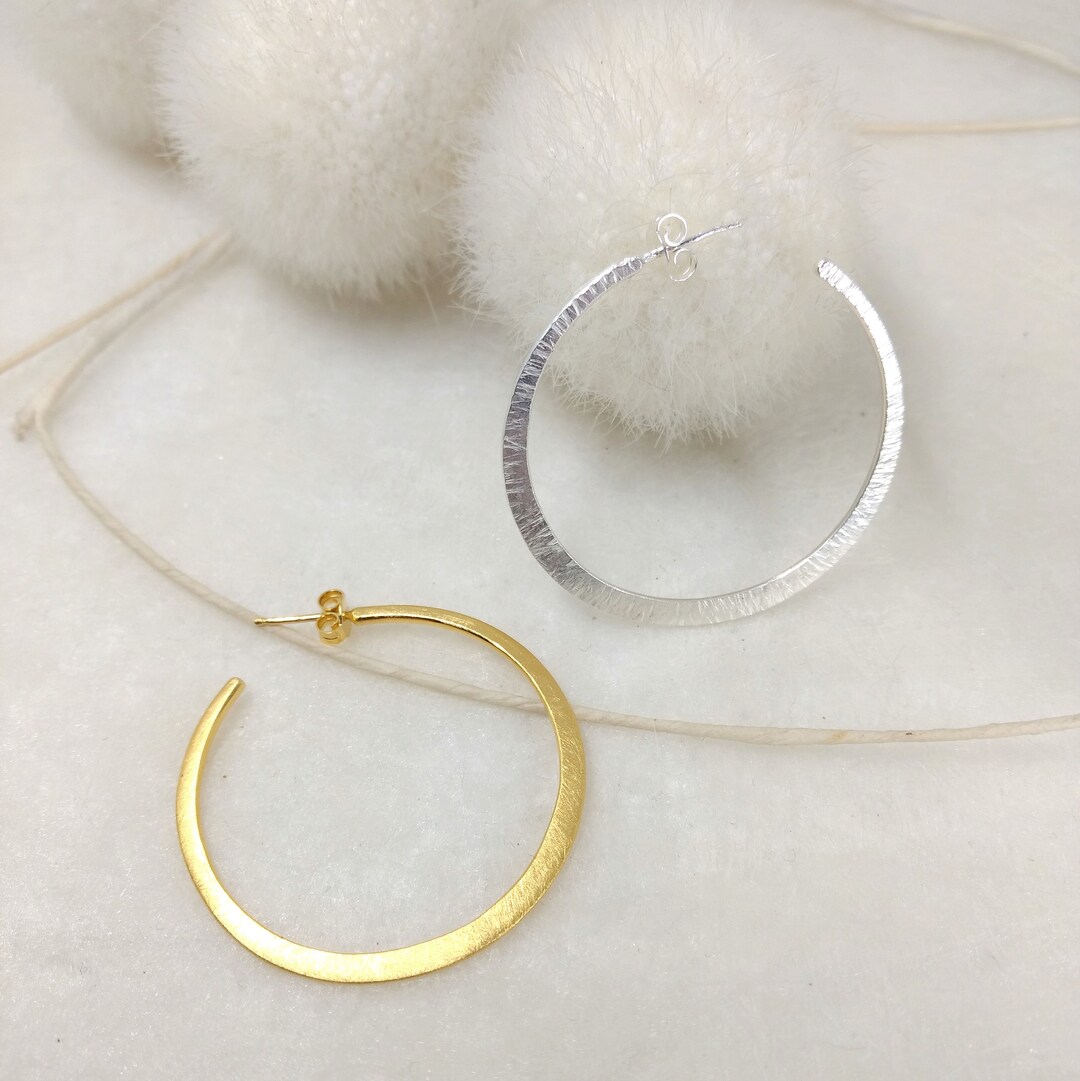 Omega - Big Hoops in Silver or Silver 18 Karat Gold Plated - Etsy