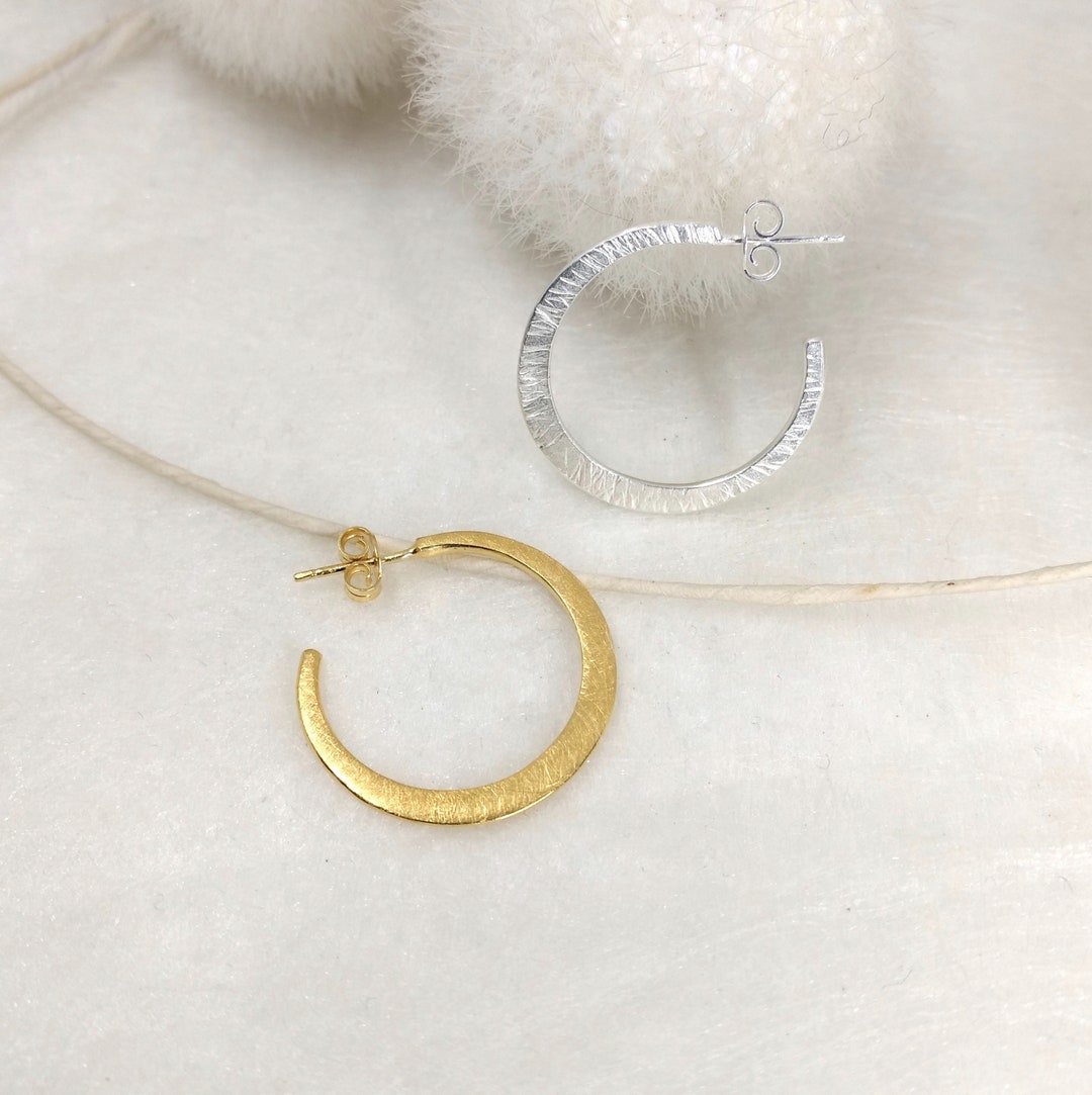Omega - Small Hoops in Silver or Silver 18K Gold Plated - Etsy
